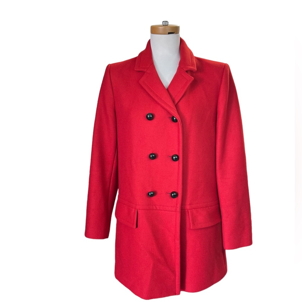 Zara Wool Coat Mid-Length Coat Red - Gem